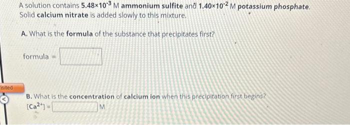 Solved A solution contains 5.48×10−3M ammonium sulfite and̨ | Chegg.com