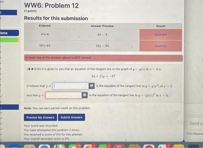 Solved WW6: Problem 12 (1 point) Results for this submission | Chegg.com