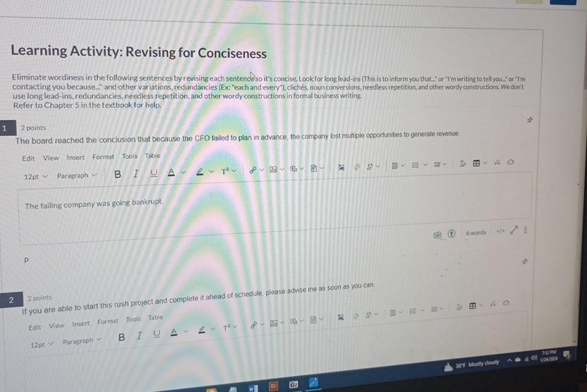 Solved Learning Activity: Revising for ConcisenessEliminate | Chegg.com