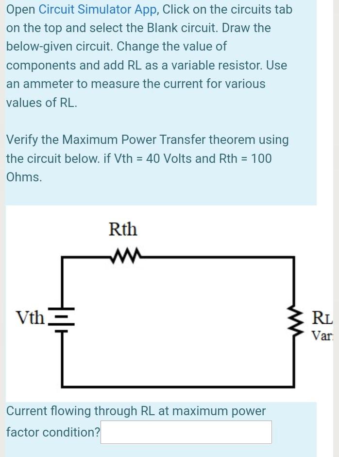 Solved Open Circuit Simulator App, Click on the circuits tab | Chegg.com