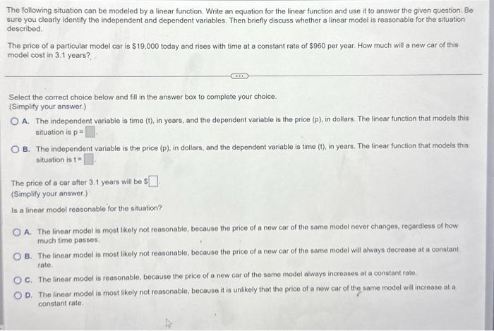 Solved The following situation can be modeled by a linear | Chegg.com