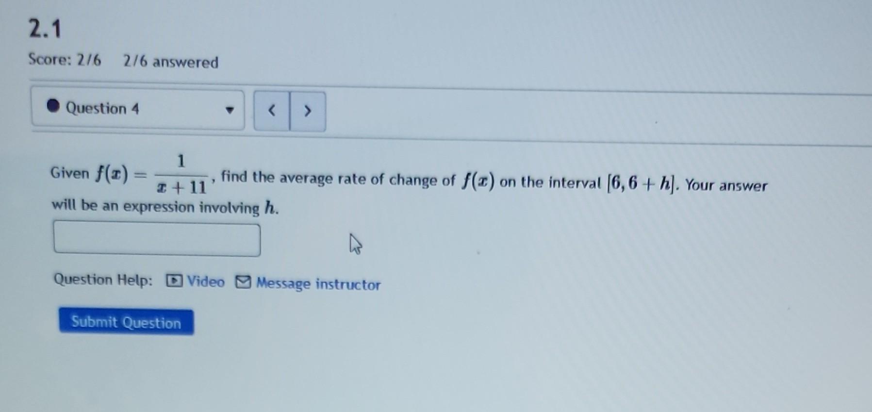 Solved Given f(x)=x+111, find the average rate of change of | Chegg.com