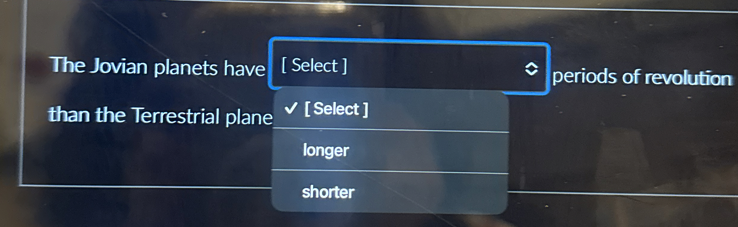 Solved The Jovian planets have [ ﻿Select ]periods of | Chegg.com