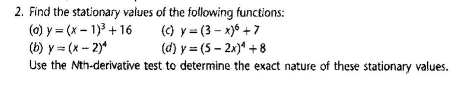 Solved 2. Find the stationary values of the following | Chegg.com