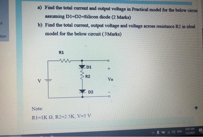 Solved a) Find the total current and output voltage in | Chegg.com