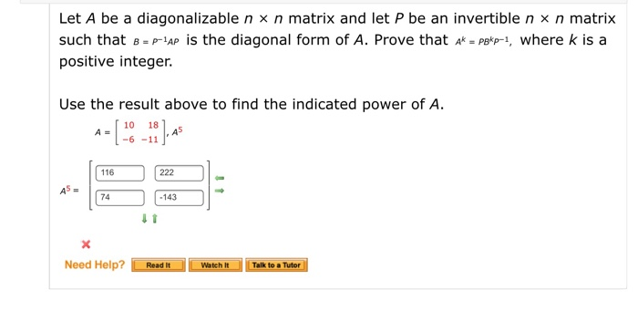 Solved Let A be a diagonalizable n x n matrix and let P be | Chegg.com