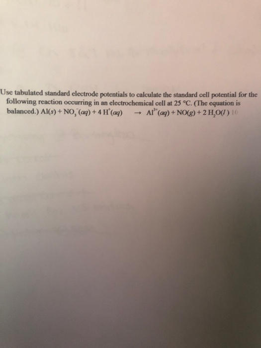 Solved Use tabulated standard electrode potentials to | Chegg.com