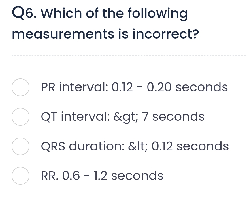 Solved Q6. ﻿Which of the following measurements is | Chegg.com