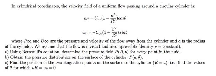Solved In cylindrical coordinates, the velocity field of a | Chegg.com