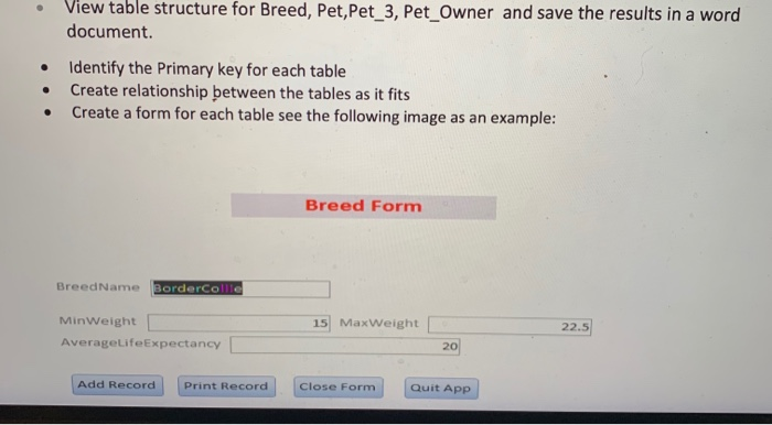 Solved Table Tools Pet-Database (1): Database Find External | Chegg.com