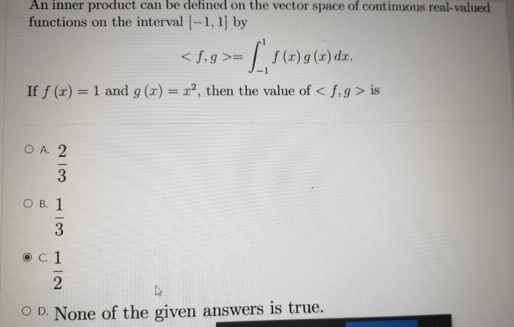 Solved An inner product can be defined on the vector space | Chegg.com