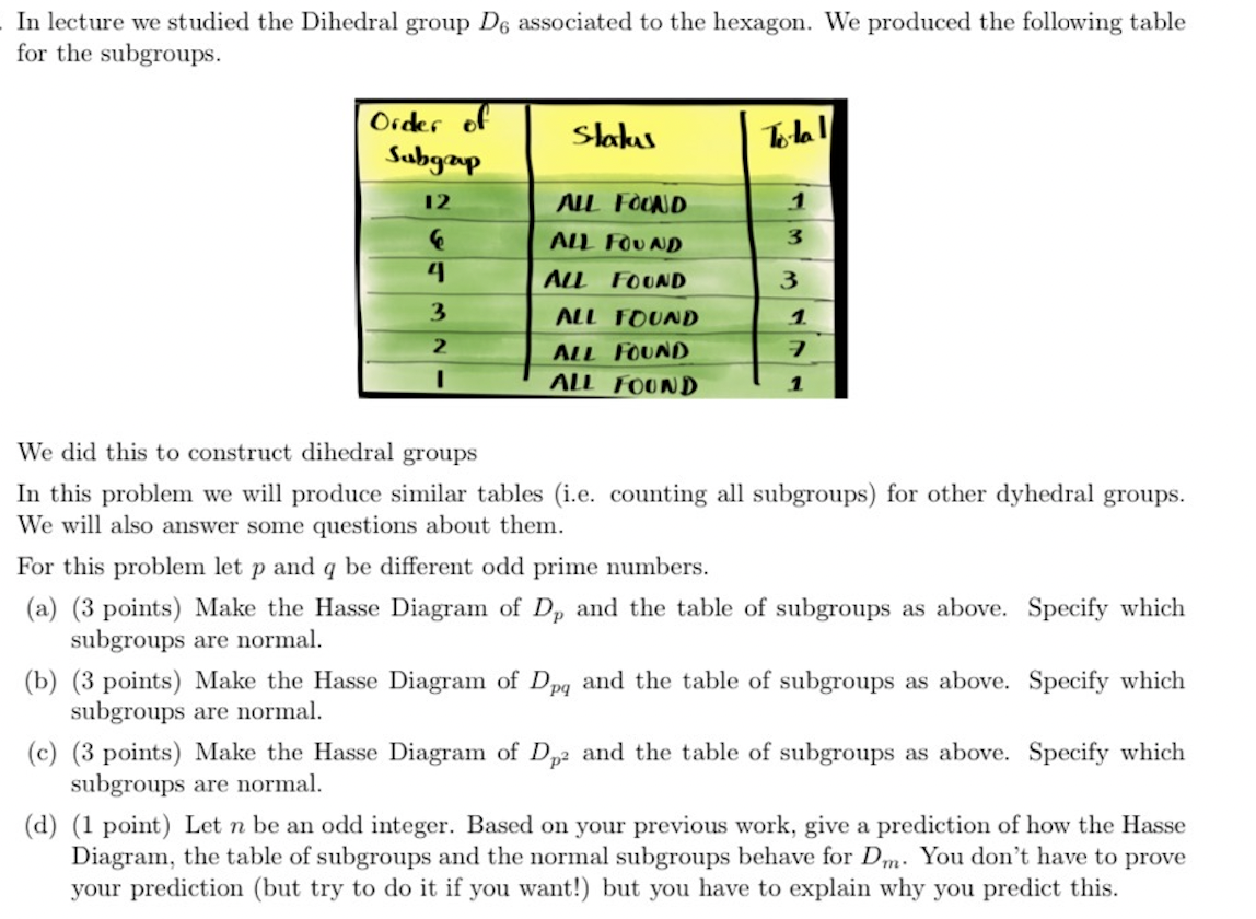 Solved In lecture we studied the Dihedral group D6 | Chegg.com