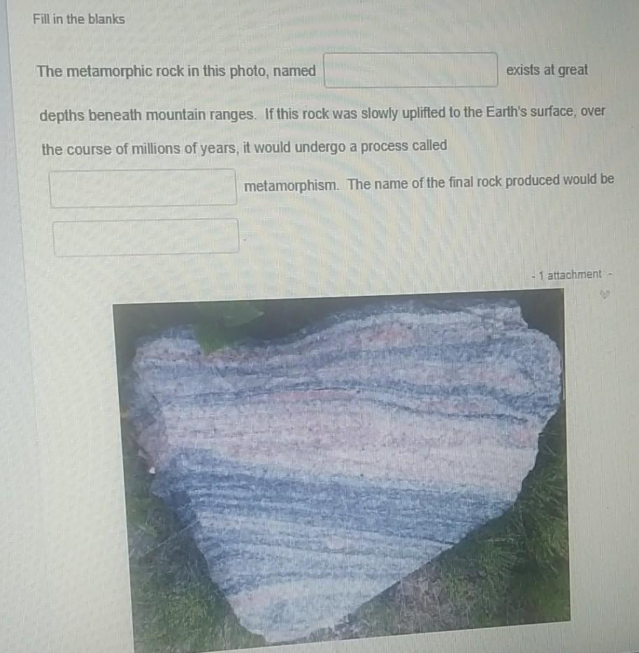 Solved Fill in the blanks The metamorphic rock in this | Chegg.com