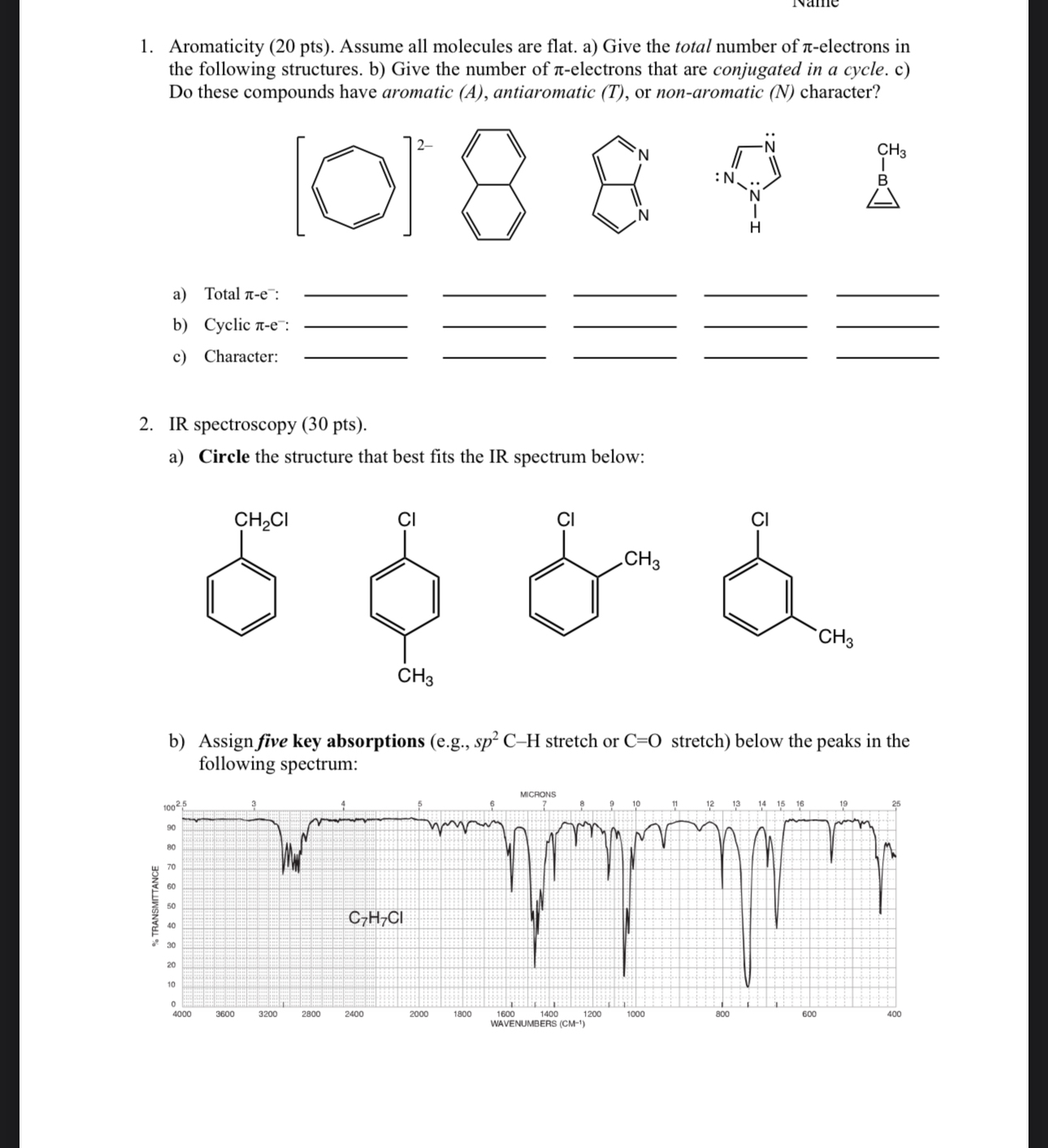 Solved Aromaticity (20pts). ﻿Assume all molecules are flat. | Chegg.com