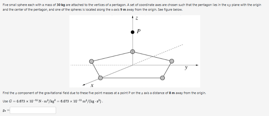 Solved Five small sphere each with a mass of 30kg ﻿are | Chegg.com
