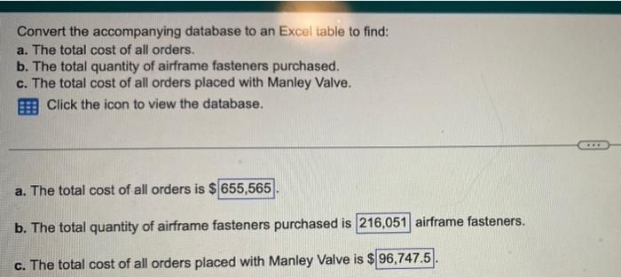 Solved Convert the accompanying database to an Excel table | Chegg.com