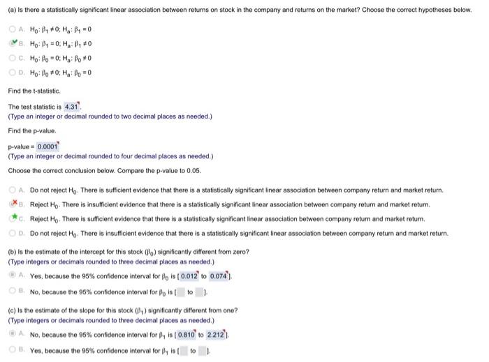 Solved multi-part question. solve for the following test | Chegg.com