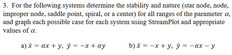 For the following systems determine the stability and | Chegg.com