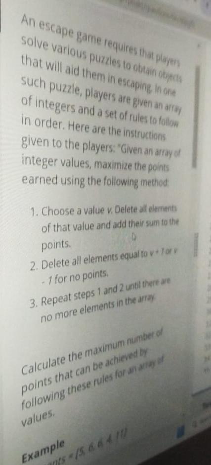 Solved An escape game requires that playen solve various | Chegg.com