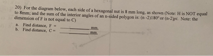 Solved 20) For the diagram below, each side of a hexagonal | Chegg.com