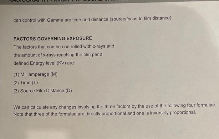 RAD4101 Radiography RT1 use of formulas -calcu | Chegg.com