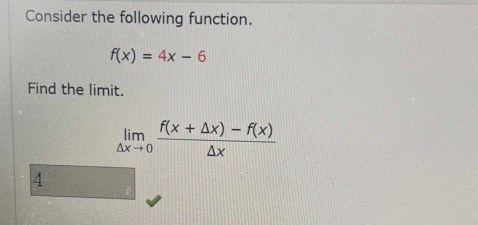 Solved Consider the following function.f(x)=4x-6Find the | Chegg.com Solved Consider the following function.f(x)=4x-6Find the | Chegg.com