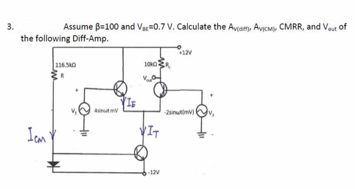 Solved 3. Assume B=100 and VBE=0.7 V. Calculate the | Chegg.com