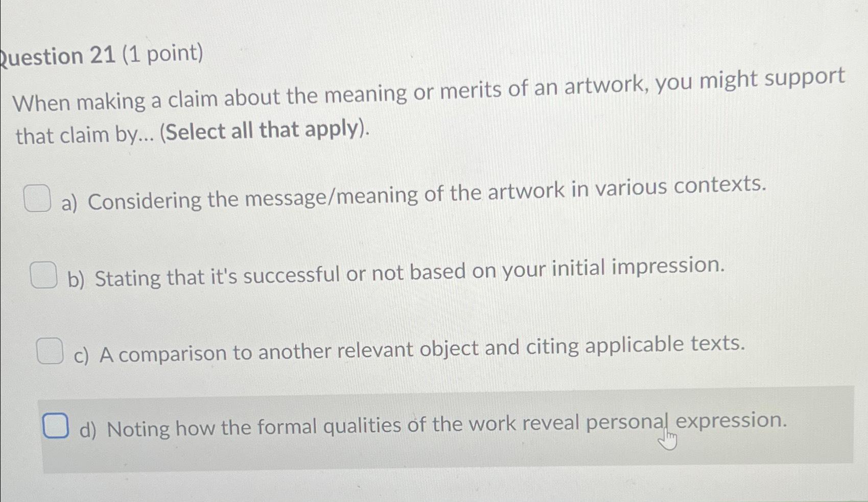 Solved Question 21 (1 ﻿point)When making a claim about the | Chegg.com