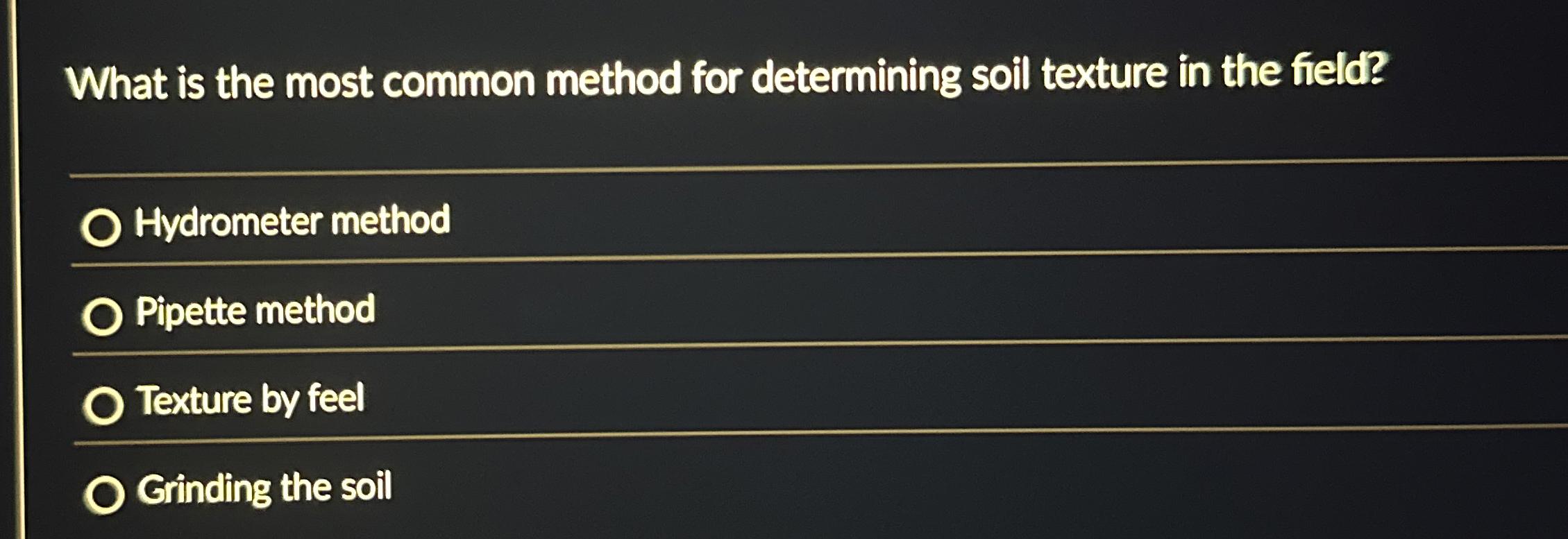 Solved What is the most common method for determining soil | Chegg.com
