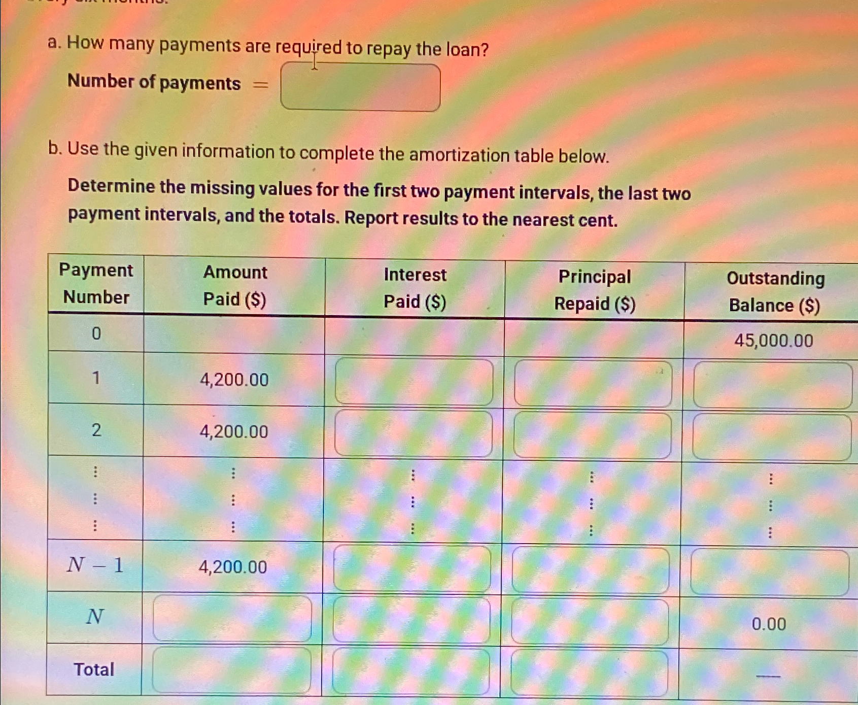 a. ﻿How many payments are required to repay the | Chegg.com