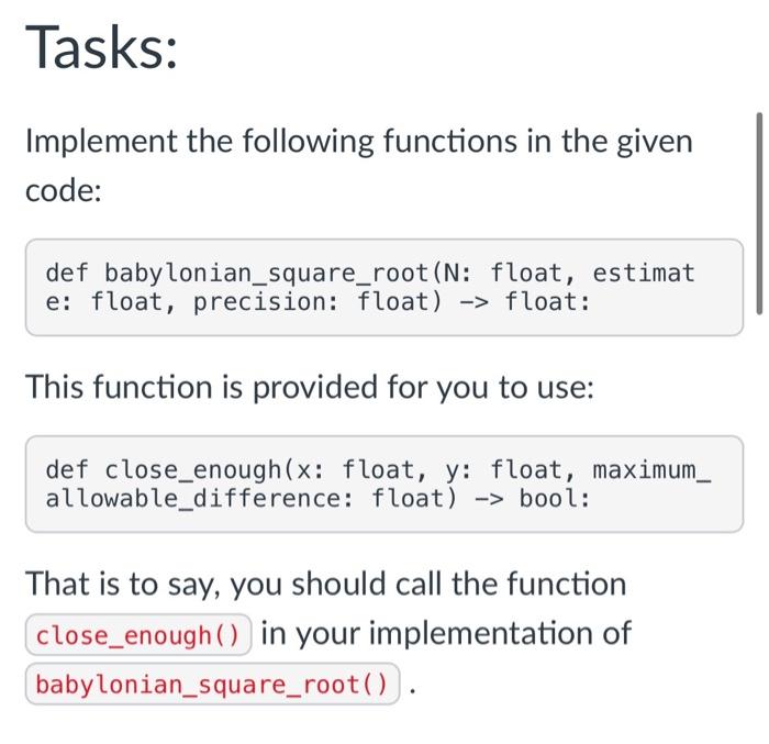 Solved lasks: Implement the following functions in the given | Chegg.com