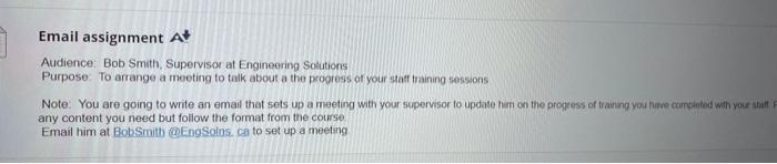 Email assignment At Audience: Bob Smith, Supervisor | Chegg.com