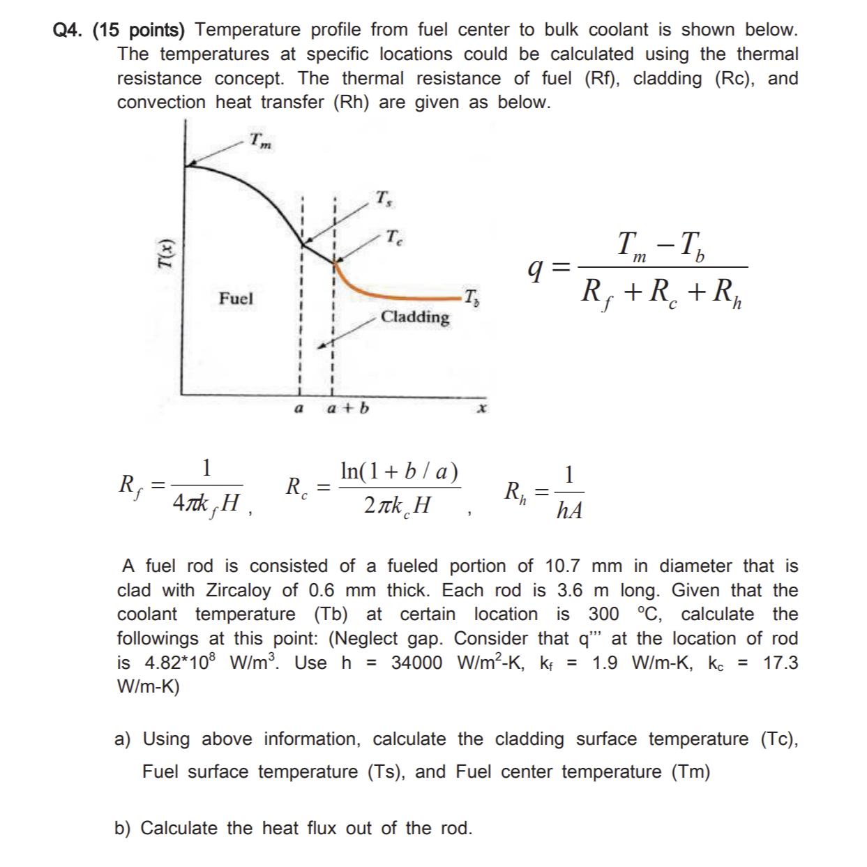 Solved Q4. (15 ﻿points) ﻿Temperature profile from fuel | Chegg.com