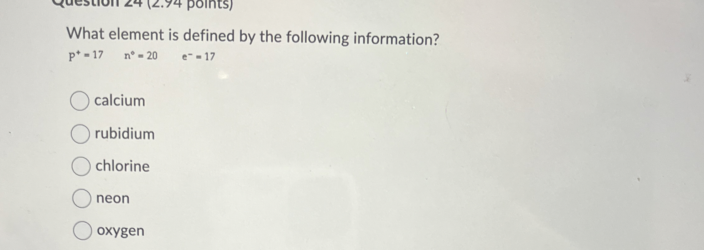 Solved What element is defined by the following | Chegg.com