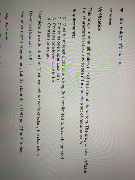 Solved Hide Folder Information Instructions Verification | Chegg.com