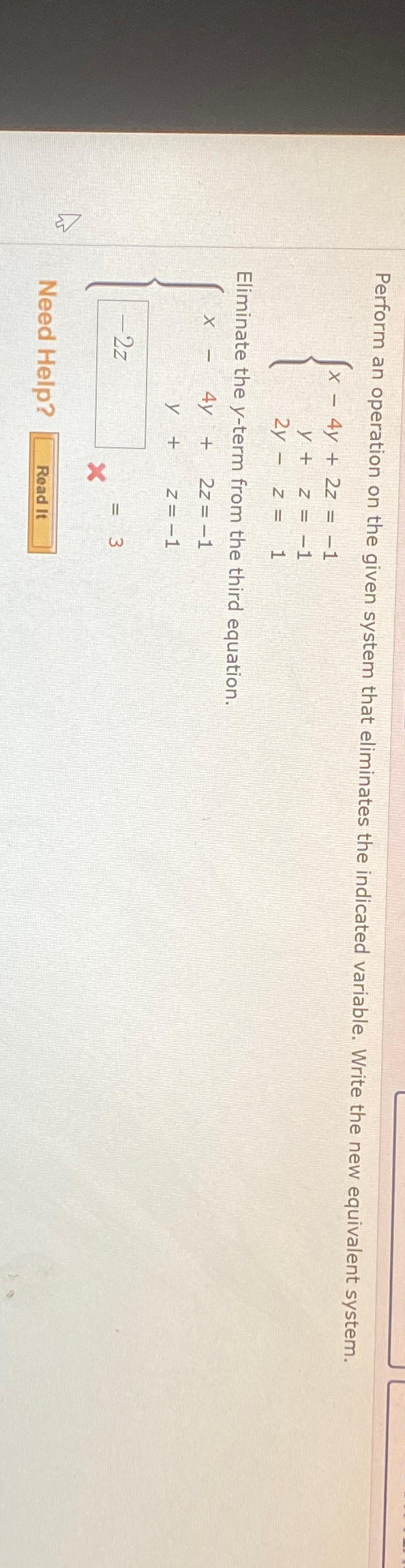 Solved Perform an operation on the given system that | Chegg.com
