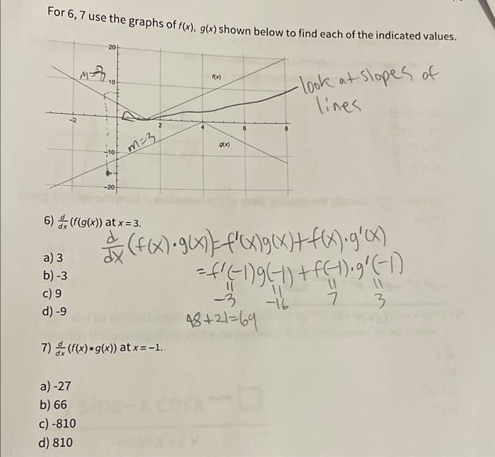 Solved For 6, 7 use the graphs of f(x), g() shown below to | Chegg.com