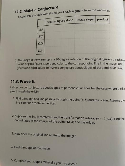11.2: Make a Conjecture 1. Complete th 2. The image | Chegg.com
