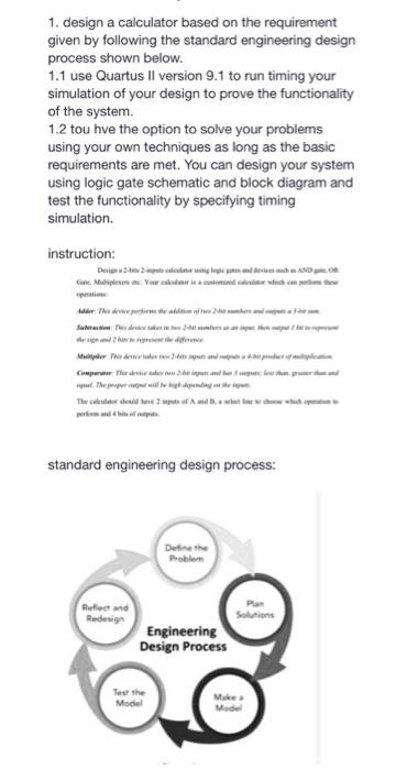 Solved 1. design a calculator based on the requirement given | Chegg.com