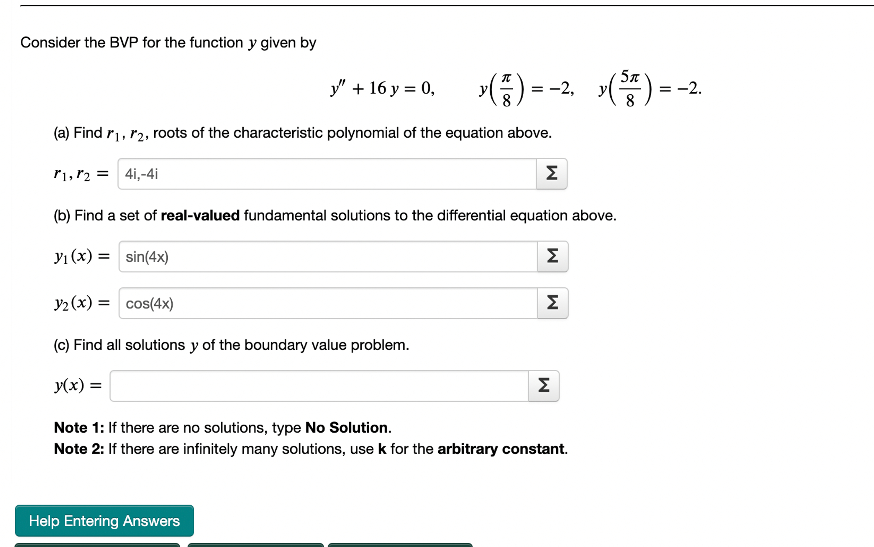 Solved Consider the BVP for the function y ﻿given | Chegg.com
