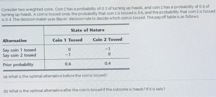 Solved Consider two weighted coins. Coin l has a probability | Chegg.com