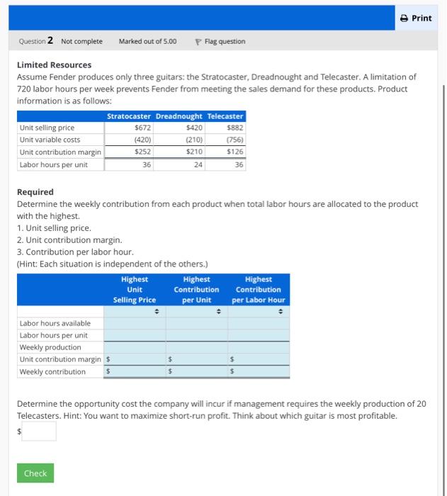Solved Limited Resources Assume Fender produces only three | Chegg.com