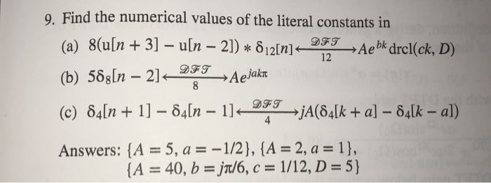 Solved 12 0 Find the numerical values of the literal | Chegg.com