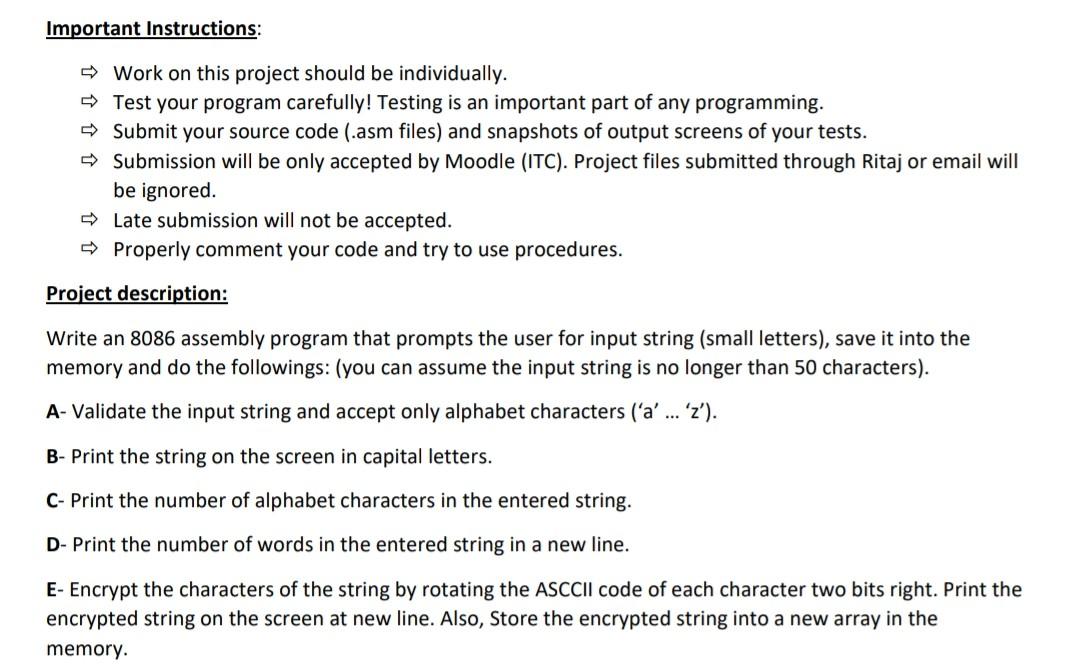 Solved Important Instructions: ⇒ Work on this project should | Chegg.com