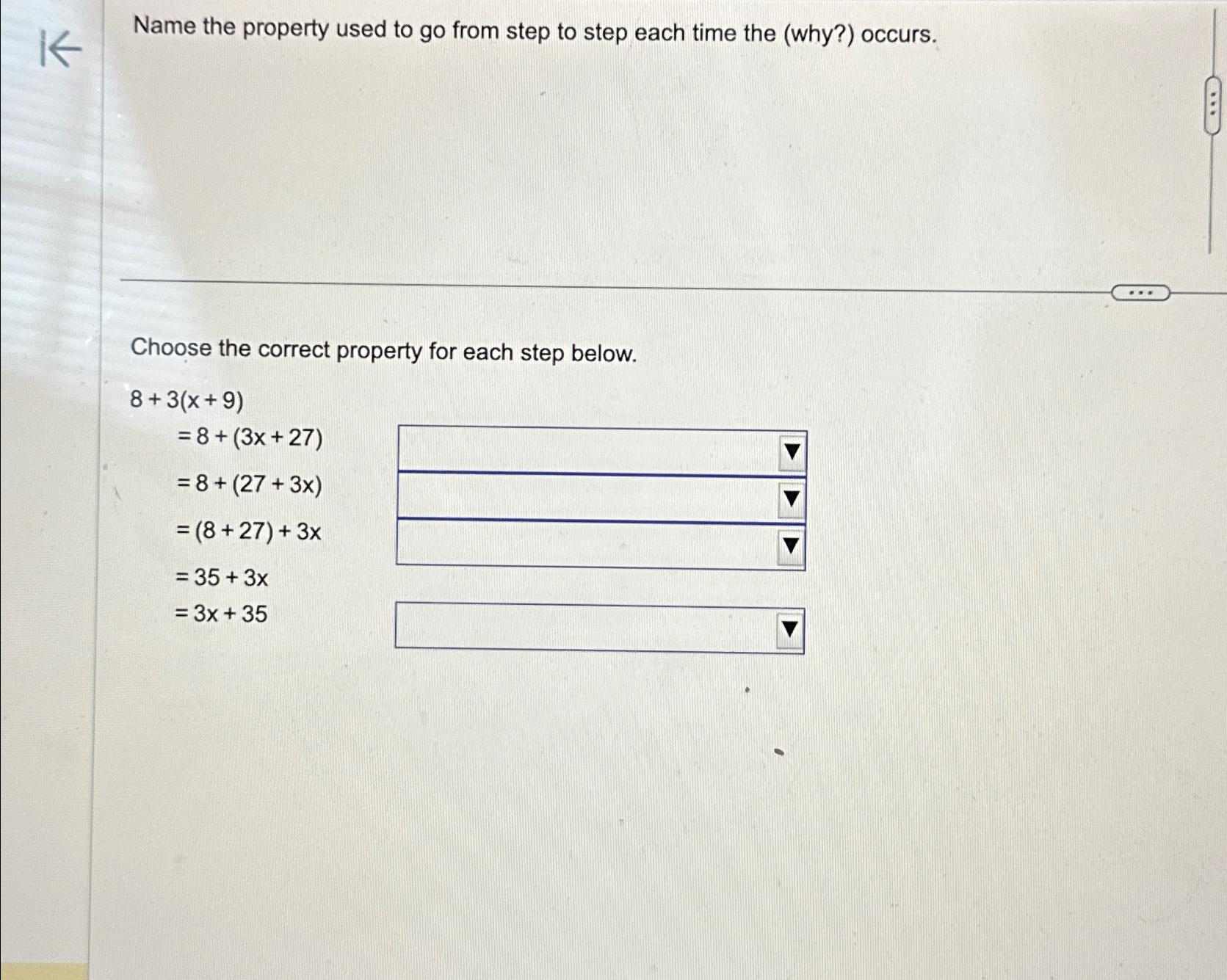 Solved Name the property used to go from step to step each | Chegg.com