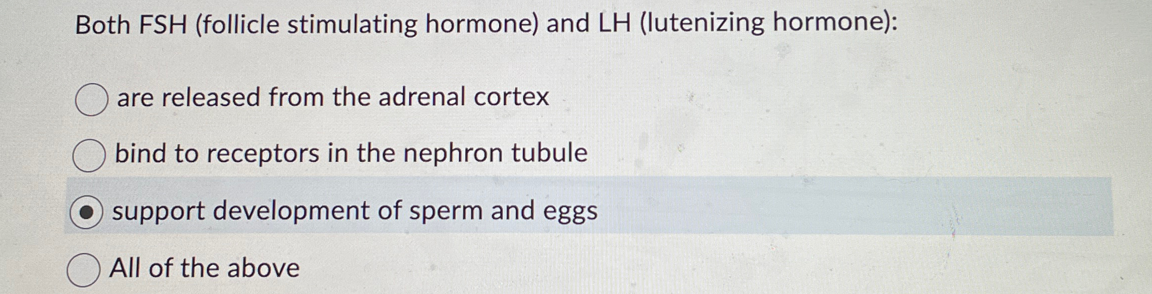Solved Both FSH (follicle stimulating hormone) ﻿and LH | Chegg.com