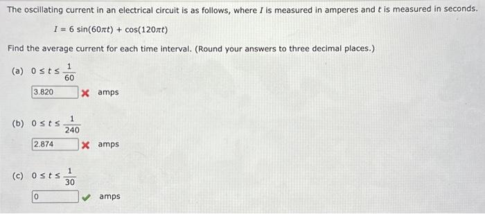 Solved The oscillating current in an electrical circuit is | Chegg.com