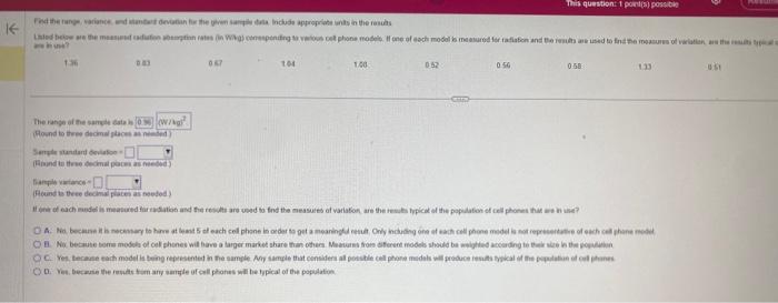 The tange dot the sample datis is (Peond to throe | Chegg.com