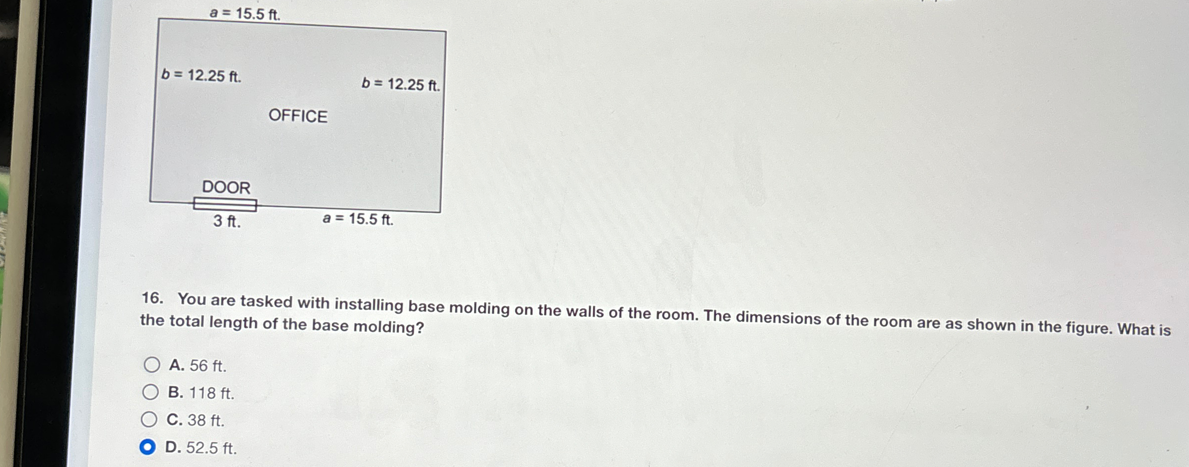 Solved You are tasked with installing base molding on the | Chegg.com