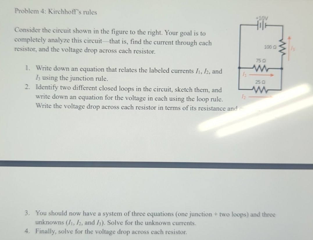 Solved Problem 4: Kirchhoff's rulesConsider the circuit | Chegg.com